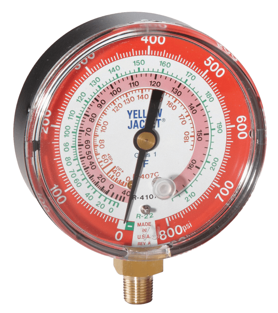 Yellow Jacket 49133 Large 3-1/8in Large Red Replacement Pressure Gauge