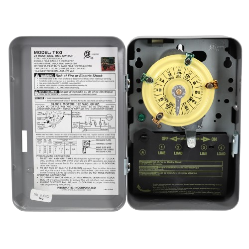 Intermatic T103 24 Hour Mechanical Time Switch, 120 VAC